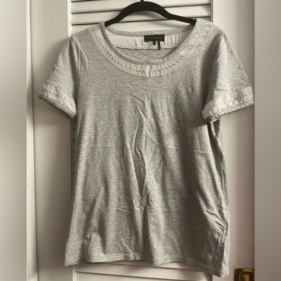 Donna Karan | Tops | Donna Karan Ny Mixed Media Heather Grey Tee Wsheer ...